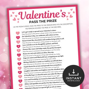 Valentines Pass the Prize Game, Printable Pass the Parcel, Valentines ...