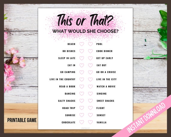 This or That Game Would You Rather Printable Party Phone - Etsy