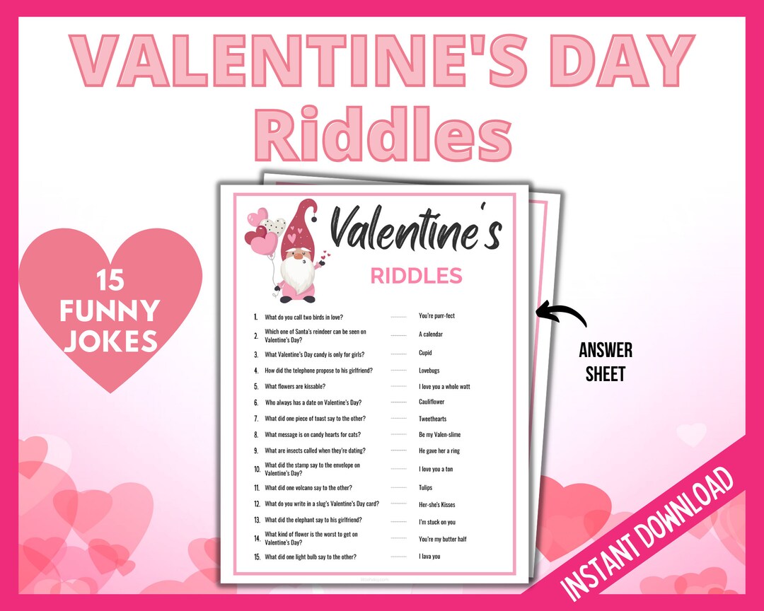 Valentine Riddles for Kids, Printable Valentine's Day Jokes, Valentines ...