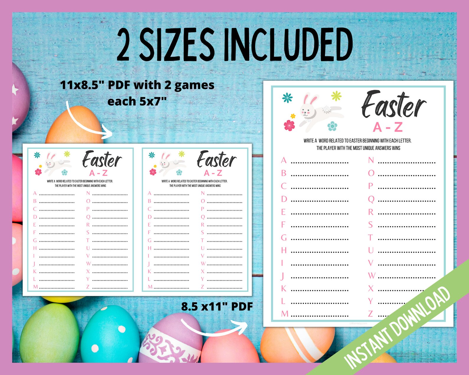 Easter A-Z Game, Easter Activities for Kids, Teen and Adults, Printable ...