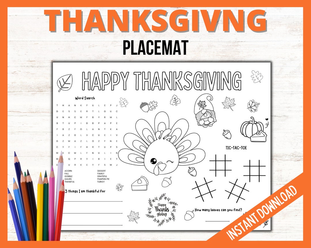 Thanksgiving Placemat, Happy Thanksgiving Activity, Thanksgiving ...