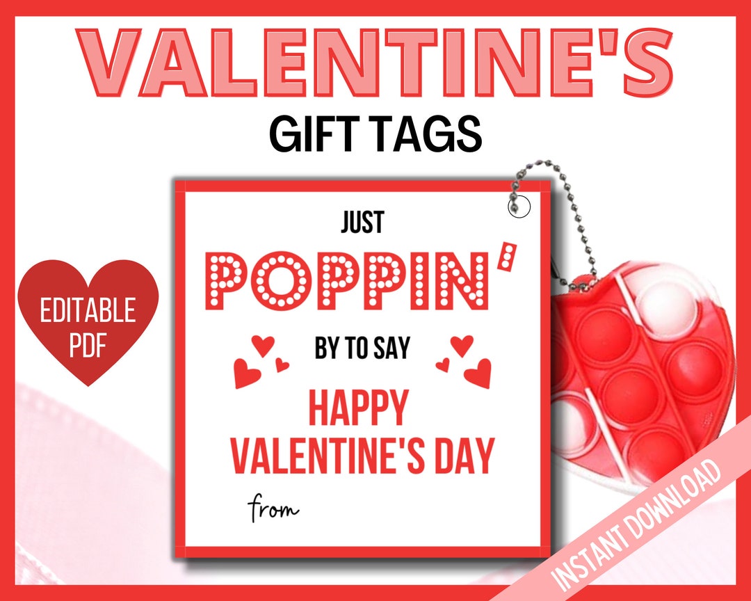Editable Pop It Valentines Card, Personalized Valentines Tag, Valentine ...
