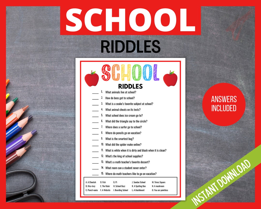 Back to School Riddles, Classroom Activity, School Jokes for Kids ...