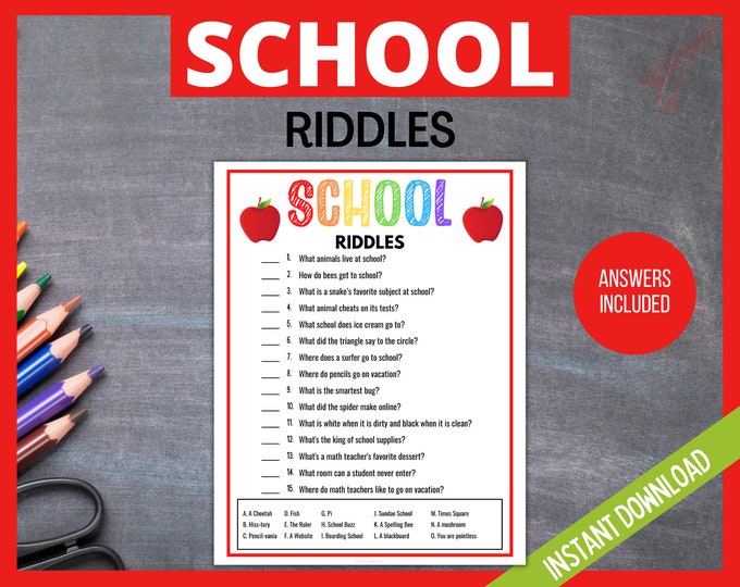 Back to School Riddles Classroom Activity School Jokes for - Etsy