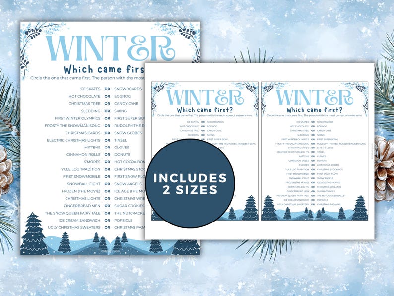 Winter Printable Game, Which Came First Fun Winter Game, Winter This or ...