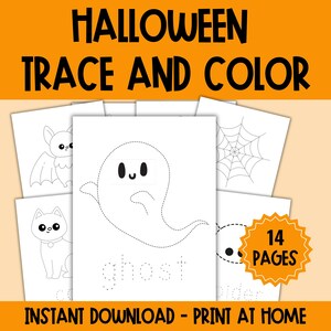 Halloween Trace and Color, Kids Halloween Classroom Coloring Pages ...