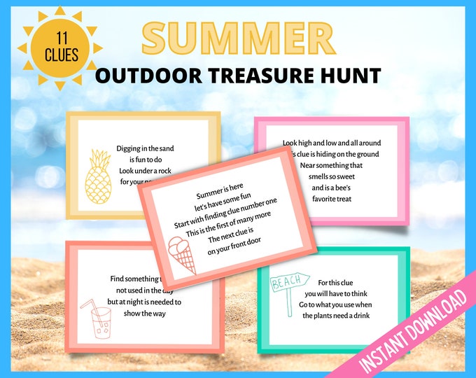 Summer Scavenger Hunt for Kids, Summertime Games, Outdoor Activity ...