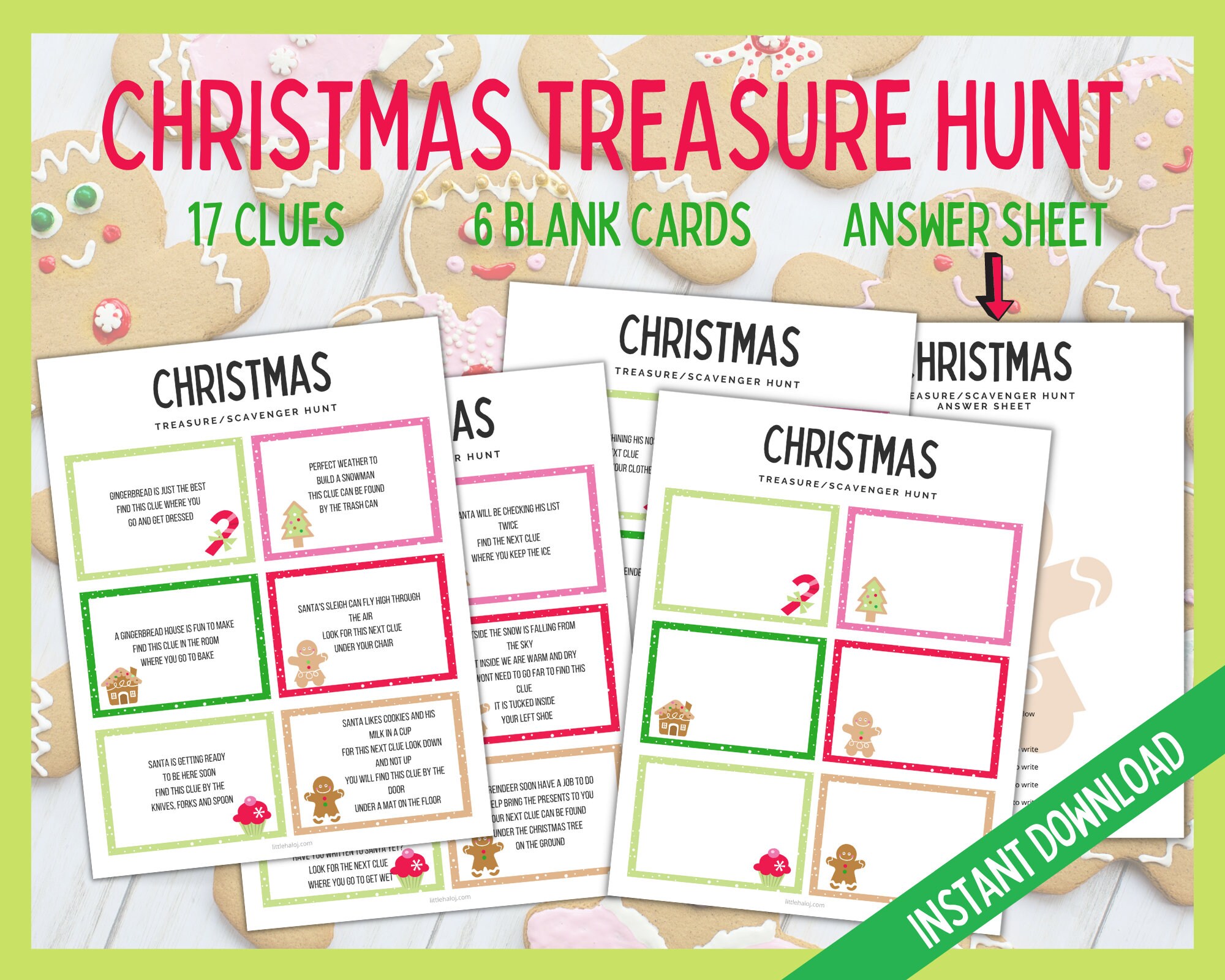 Christmas Scavenger Hunt, Christmas Elf Treasure Hunt, Gingerbread ...