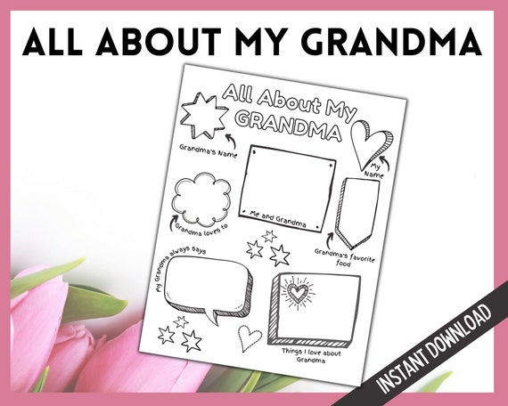 All About My Grandma, Printable Coloring Card For Grandma, Grand Kids ...