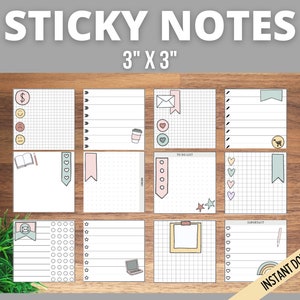 Planner Sticky Notes, 12 Minimalist Printable Sticky Notes, to Do List ...