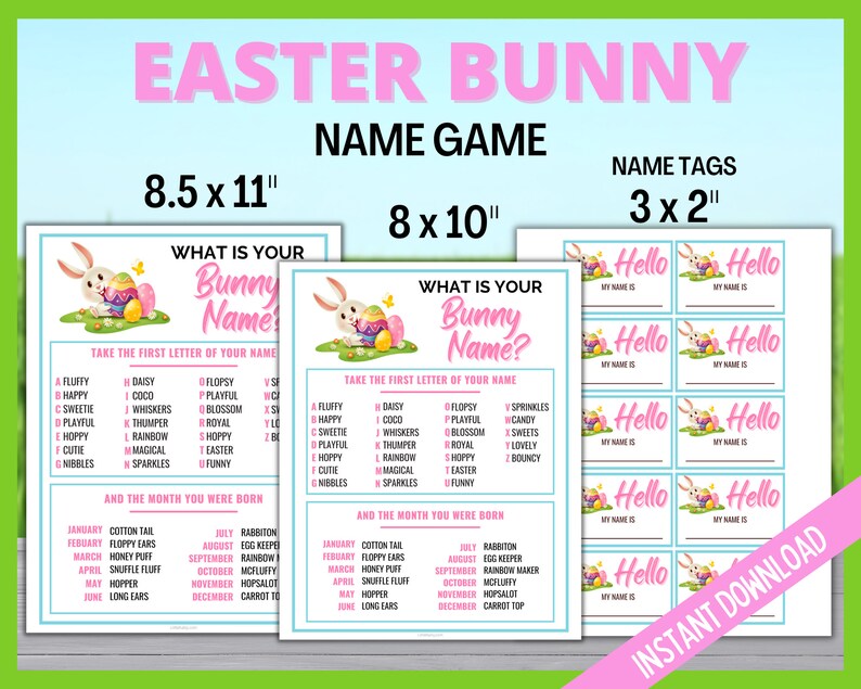 What is Your Easter Bunny Name Printable Easter Games Kids - Etsy