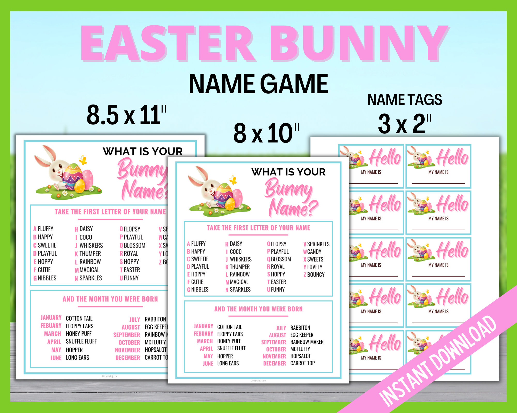 What is Your Easter Bunny Name Printable Easter Games Kids - Etsy