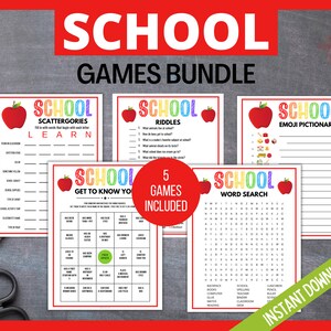 Back to School Printable Games Bundle, Classroom Activity, School Games ...