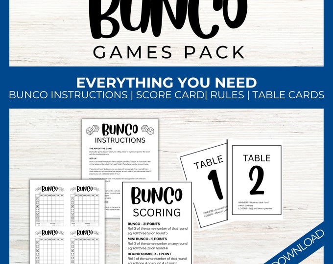 Let's Bunco Game Printable Dice Party Game for Family and Friends Bunco ...