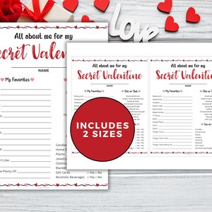 All About Me Secret Valentine, Favorite Things Form, Friends,coworker ...