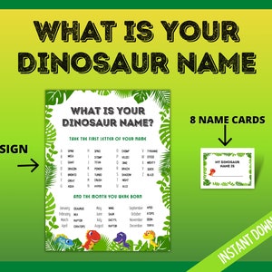 What is Your Dinosaur Name, Dinosaur Birthday Party Game, What&#039;s Your ...