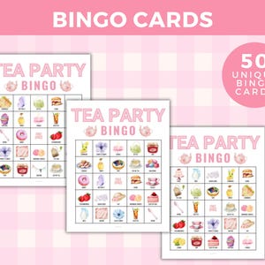 Tea Party Bingo, Tea Party Activity, 50 Printable Tea Party Bingo Game ...