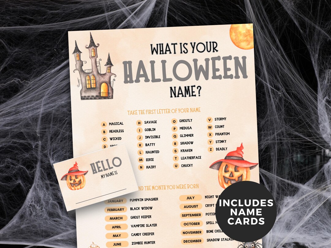 What's Your Halloween Name, Halloween Printable Game, Halloween Party ...