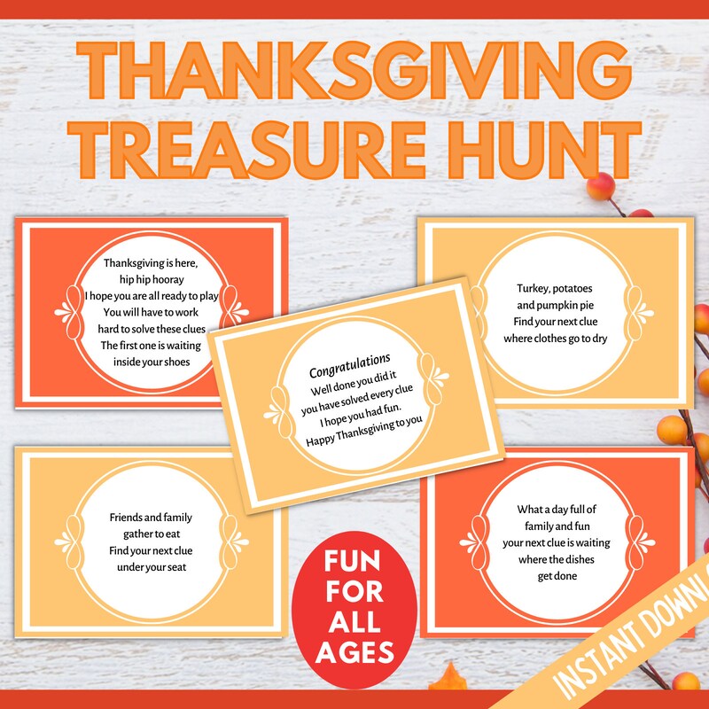 Thanksgiving Treasure Hunt Clues - Etsy