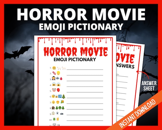 Halloween Horror Movie Emoji Pictionary, Halloween Printable Game ...