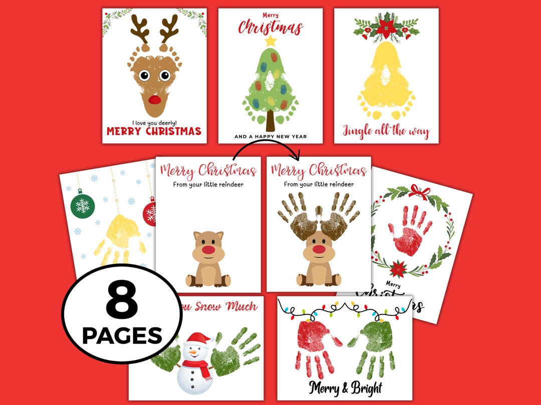 Christmas Handprint Footprint DIY Art, Holiday Printable Handprint ...