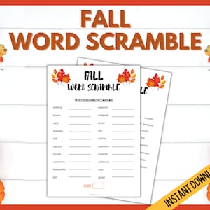 Fall Word Scramble Game, Printable Autumn Games, Fall Time Activities ...