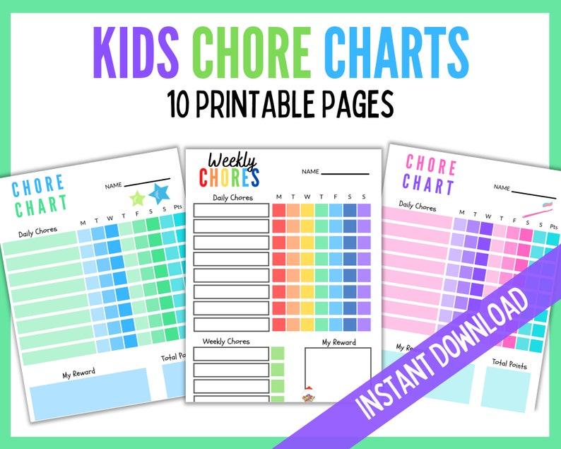 Kids Chore Charts Responsibility Chore Charts for Kids - Etsy