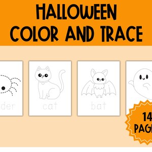 Halloween Trace and Color, Kids Halloween Classroom Coloring Pages ...