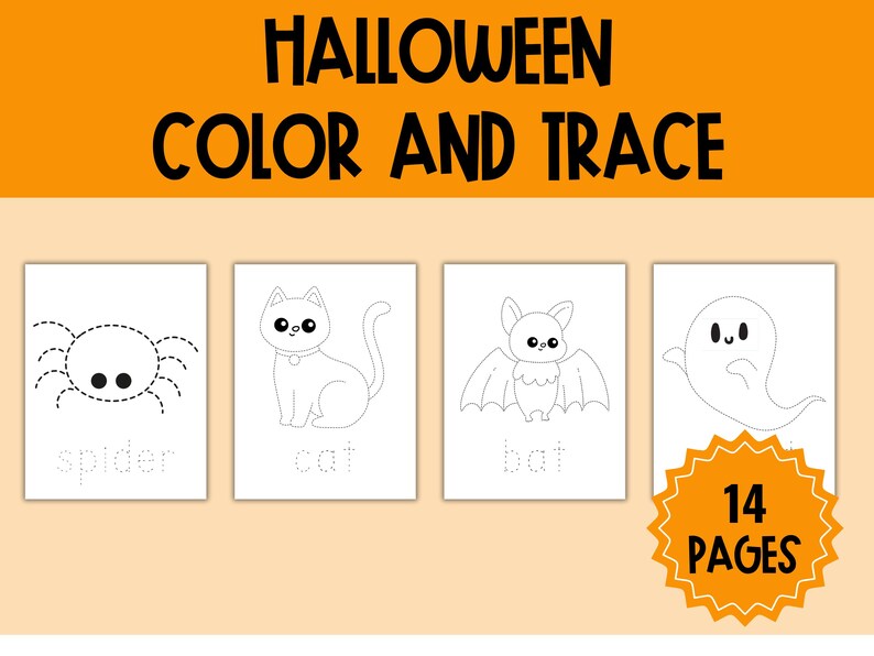 Halloween Trace and Color, Kids Halloween Classroom Coloring Pages ...