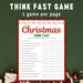 Christmas Think Fast Game, Christmas Printable Game, Christmas Family ...
