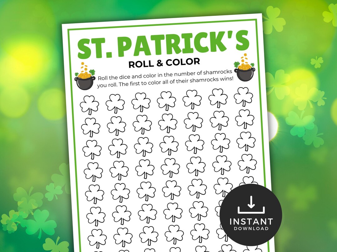 Roll and Color St Patricks Day Printable Game, St Patrick's Activity ...