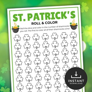 Roll and Color St Patricks Day Printable Game, St Patrick's Activity ...