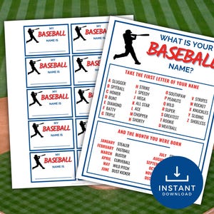 What's Your Baseball Name Game, Printable Baseball Team Game, Baseball ...