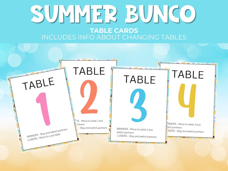 Summer Bunco Printable Party Pack and Scorecards, Bunco Game Rules ...