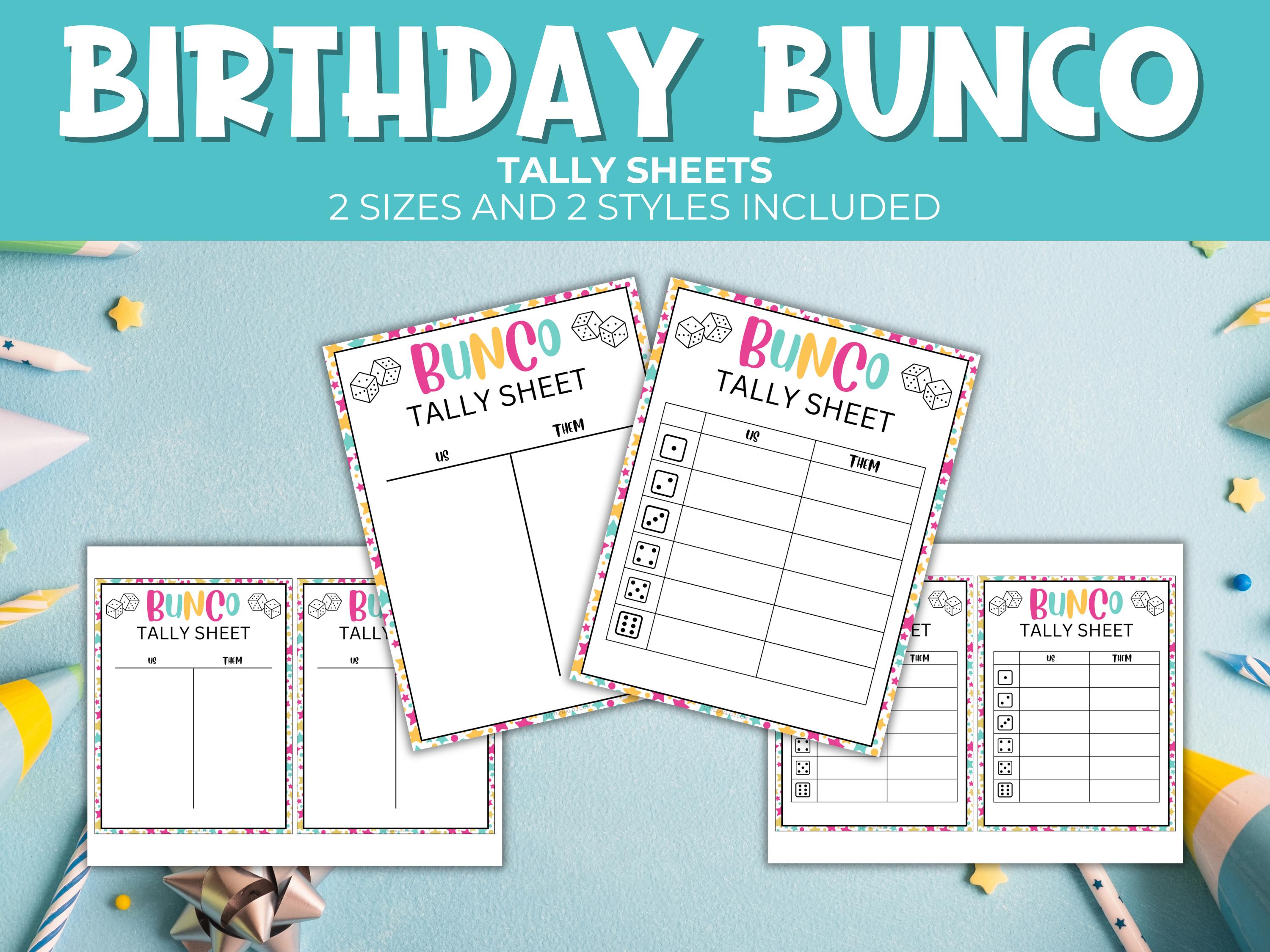 Birthday Bunco Printable Party Pack and Scorecards, Bunco Game Rules ...