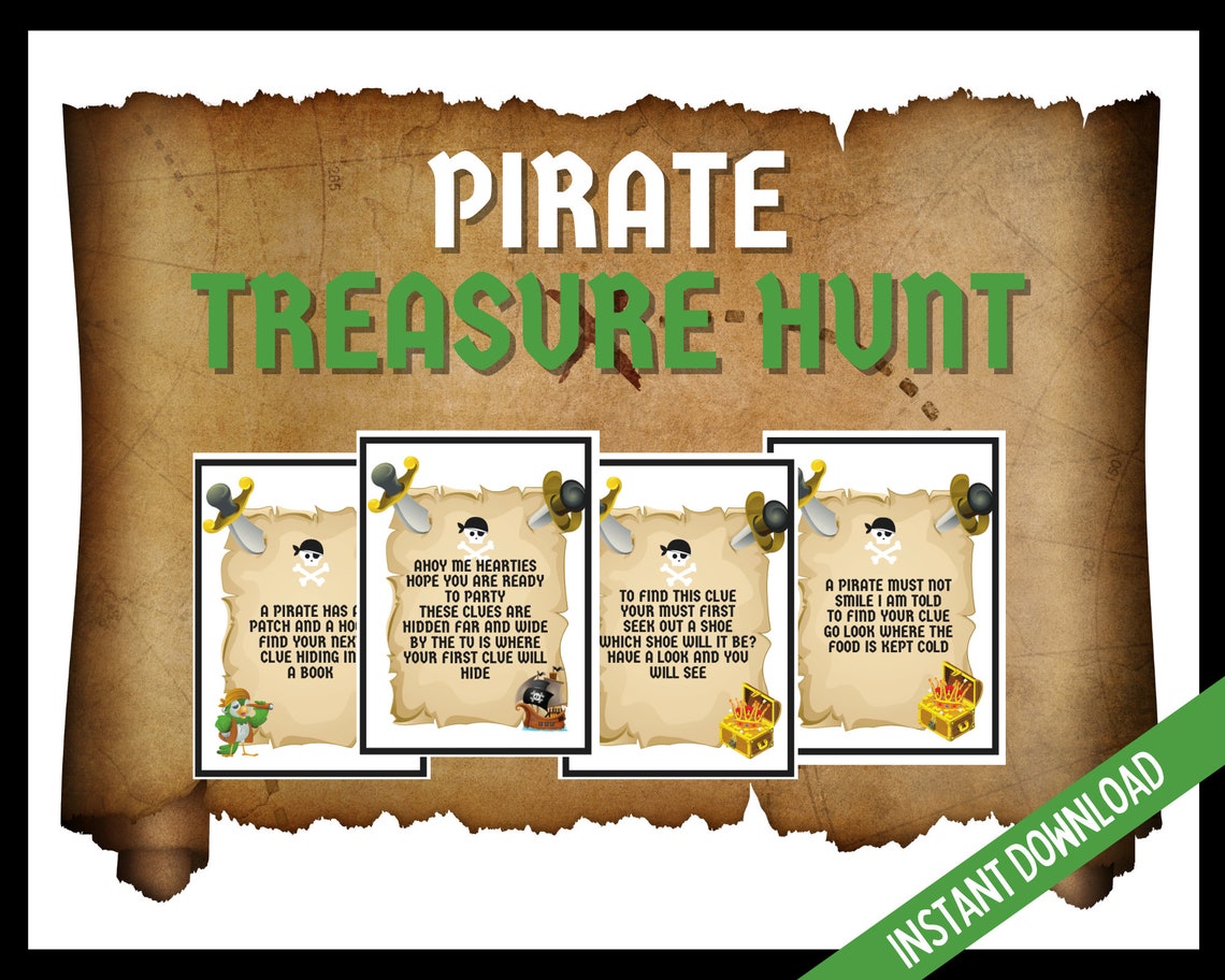 Pirate Treasure Hunt Clues Pirate Scavenger Hunt Pirate - Etsy