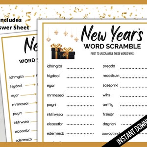 New Year's Eve Word Scramble, New Year's Eve Party Printable Games ...