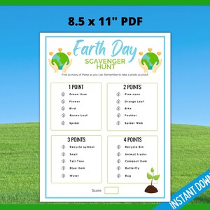 Earth Day Scavenger Hunt, Earth Day Activity, Earth Day Party Games ...