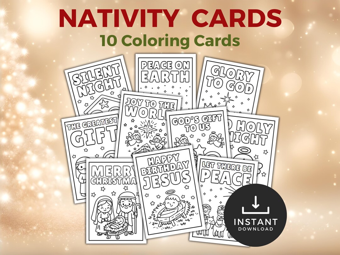 Nativity Coloring Cards, Classrooms, Sunday School, or Family Faith ...