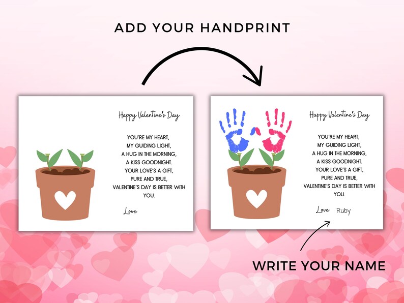 Valentine's Day Handprint Craft, Kids Valentines Day Flower Poem ...