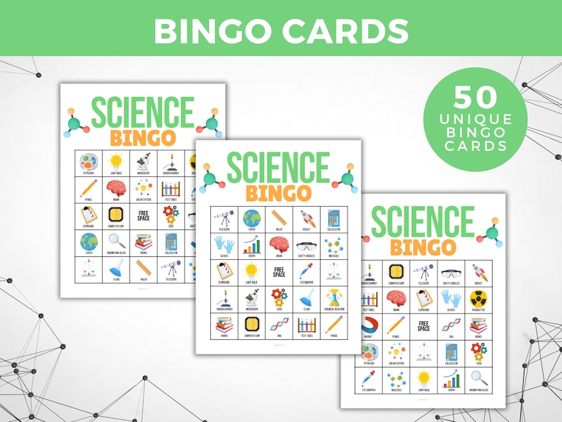 Science Bingo Cards, Science Printables, Science Classroom Game, Mad ...