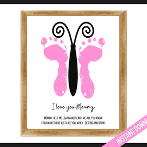 Mommy Footprint Poem, Mom Footprint Art and Poem, Footprint Butterfly ...
