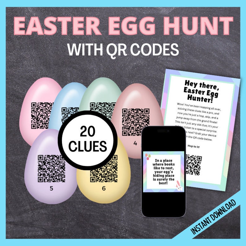 QR Code Easter Treasure Hunt for Teens, Easter Egg Scavenger Hunt With ...