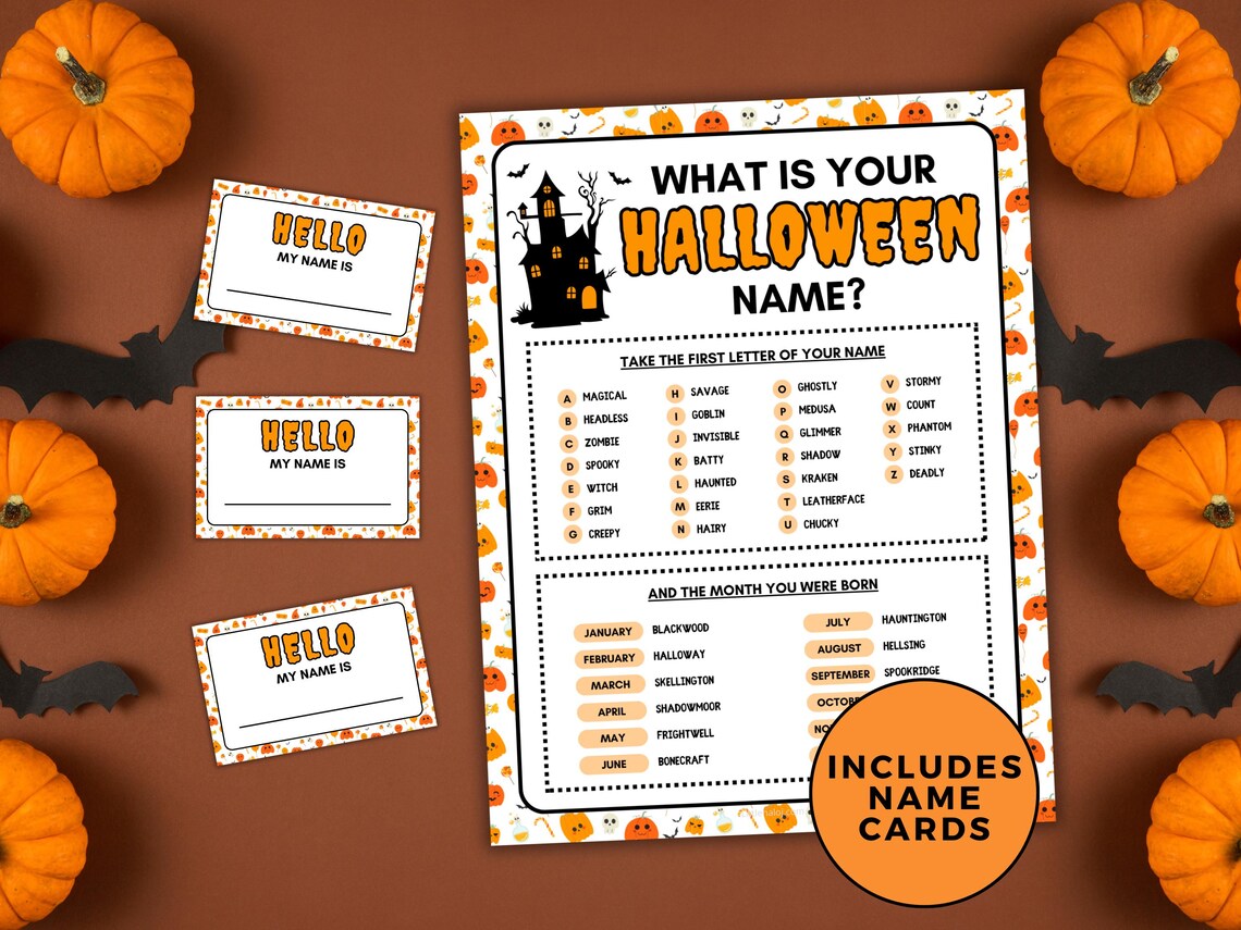 What's Your Halloween Name, Halloween Printable Game, Halloween Party ...