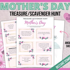 Mother's Day Scavenger Hunt, Mother's Day Treasure Hunt Clues, Mothers ...