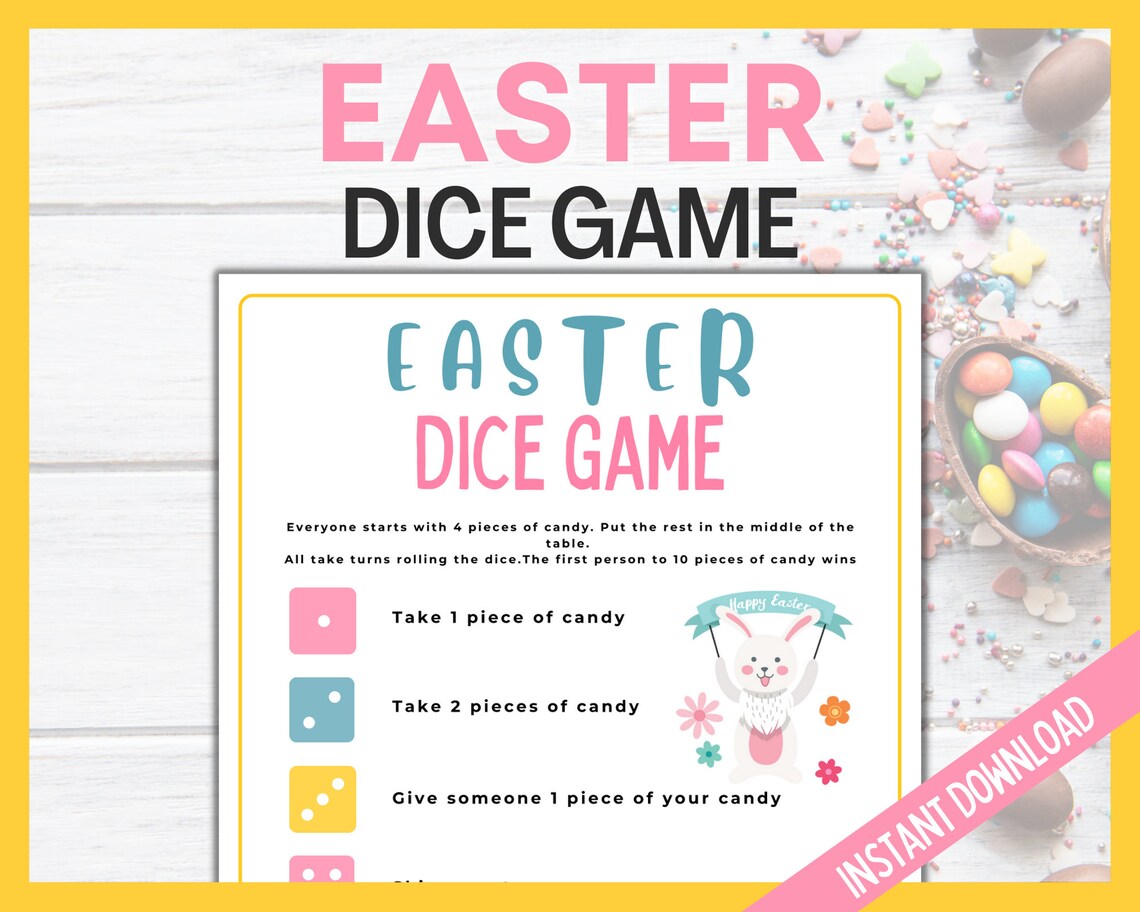 Easter Candy Dice Game Party Games for Kids Candy Game Kids - Etsy New ...