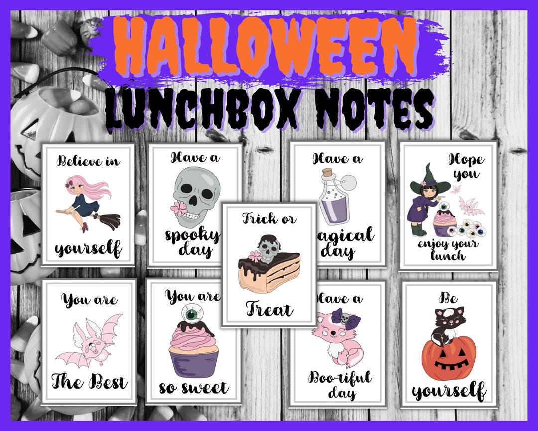 Halloween Lunchbox Notes for Kids, Back to School Halloween Notes ...