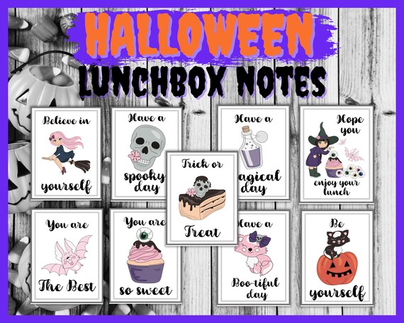 Halloween Lunchbox Notes For Kids, Back to School Halloween Notes ...