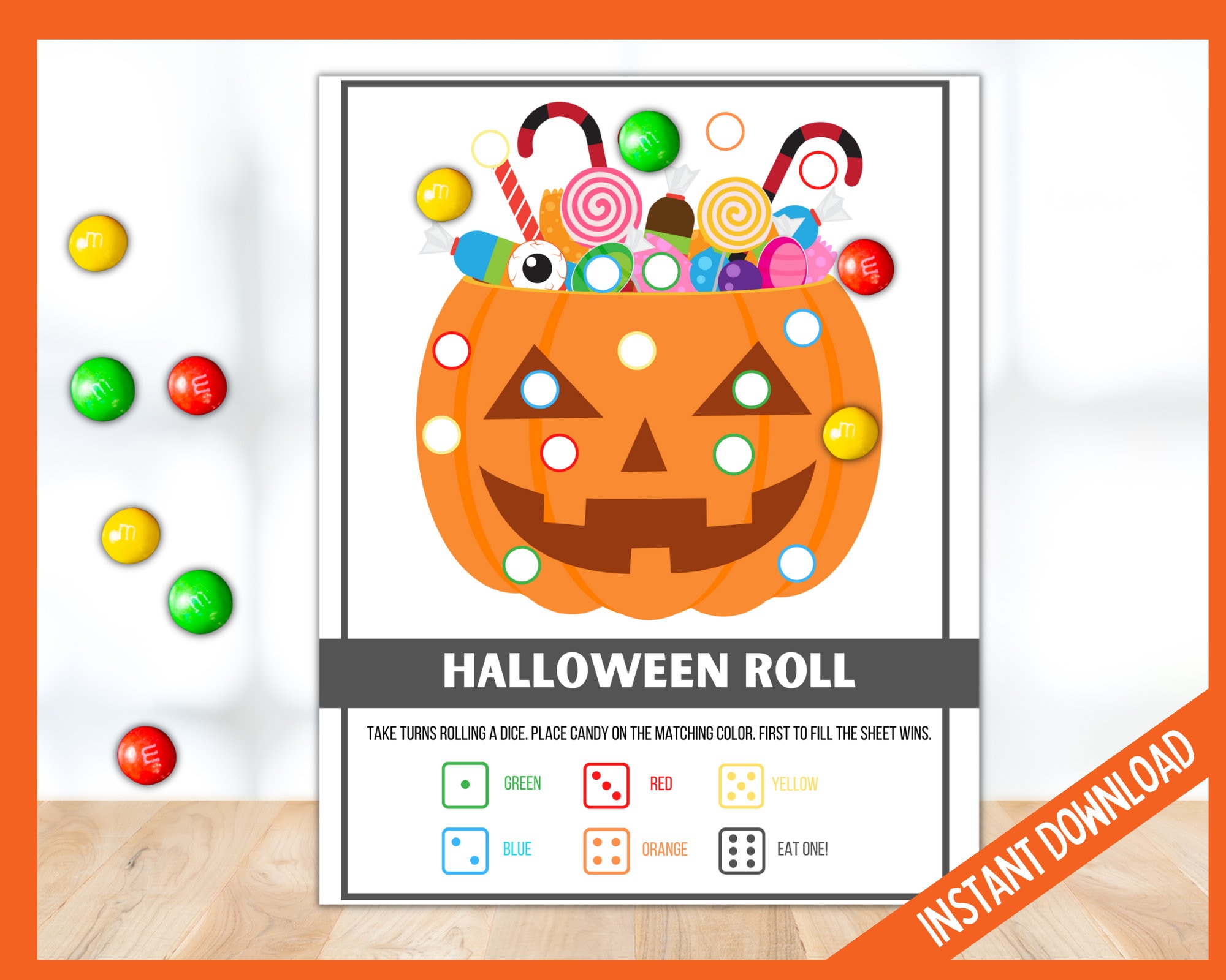 Roll a Halloween Candy Dice Game Halloween Printable Games - Etsy