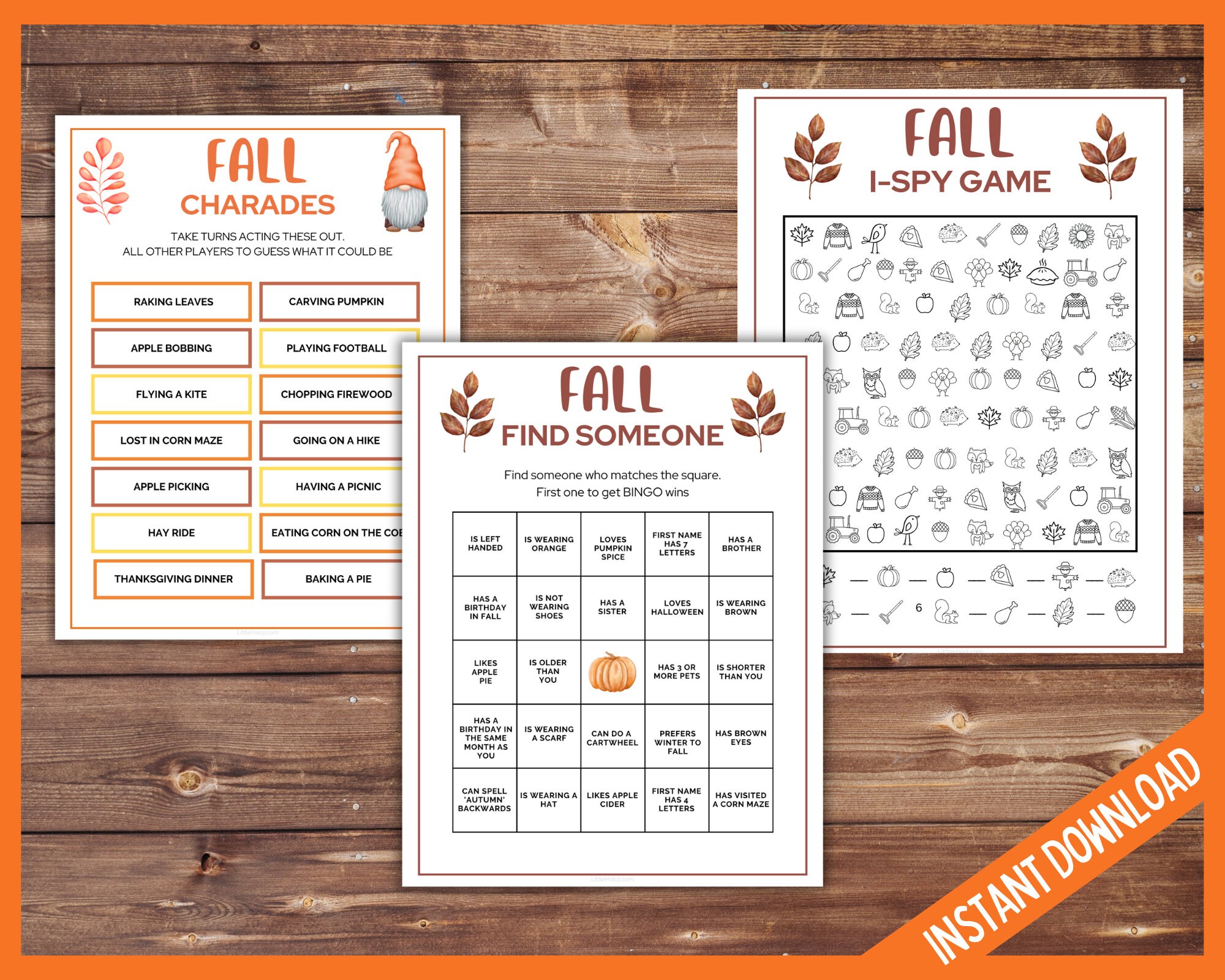 Fall Games Bundle, Printable Autumn Activity, Fall Time Fun ...